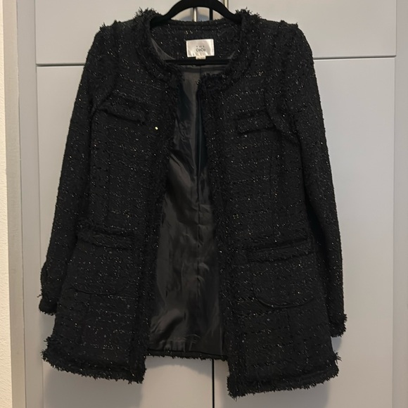 Jackets & Coats | Chanel Style Black Tweed Blazer | Poshmark